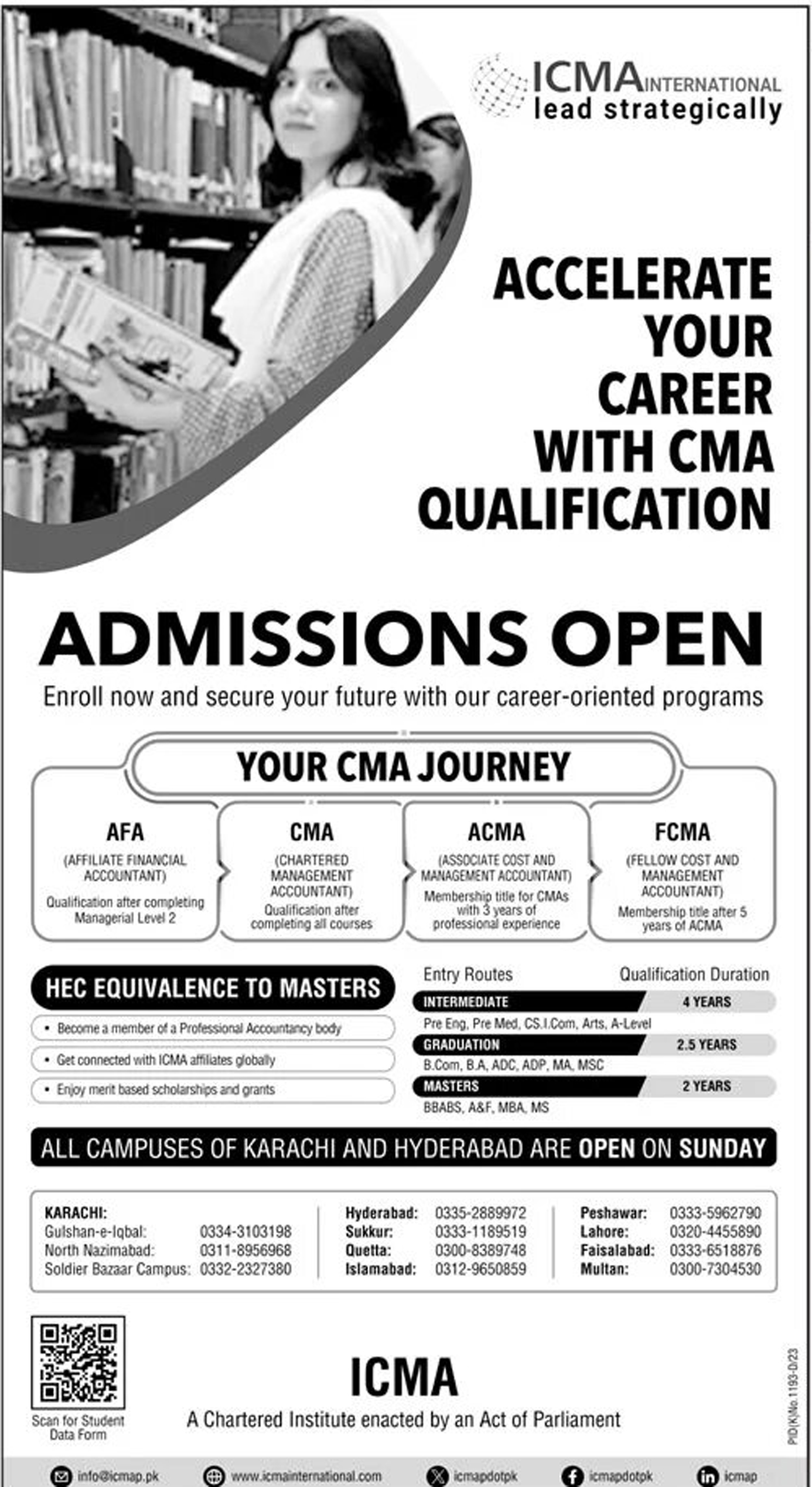 ICMA International Admissions 2023 - Ideal Jobs Pk
