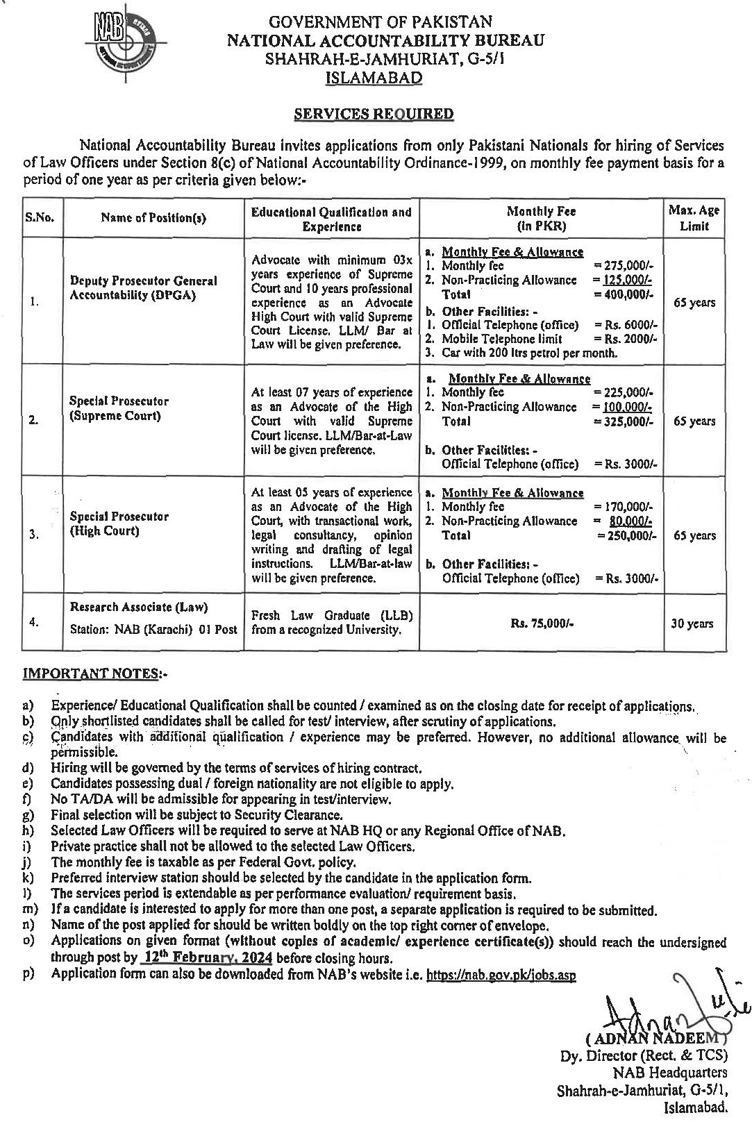 National Accountability Bureau NAB Jobs 2024 Apply Now - Ideal Jobs Pk
