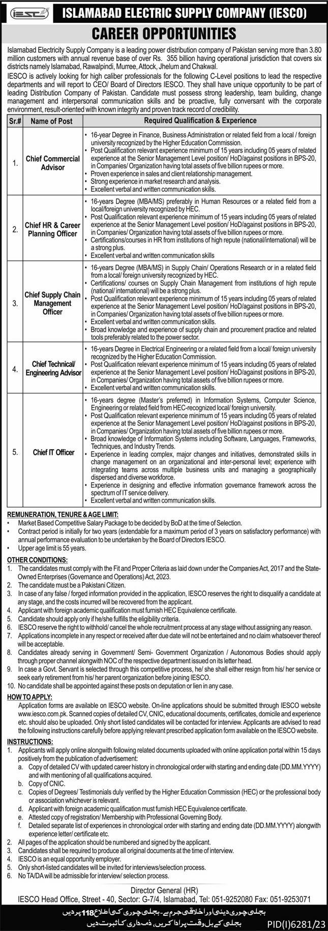 IESCO Jobs 2024 Islamabad Electric Supply Apply Online - Ideal Jobs Pk